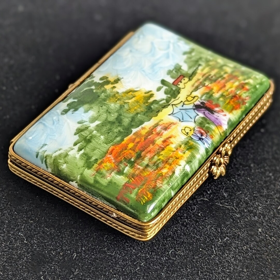 Vintage Limoges Monet Peint Main France Hinged Trinket Box - Etsy