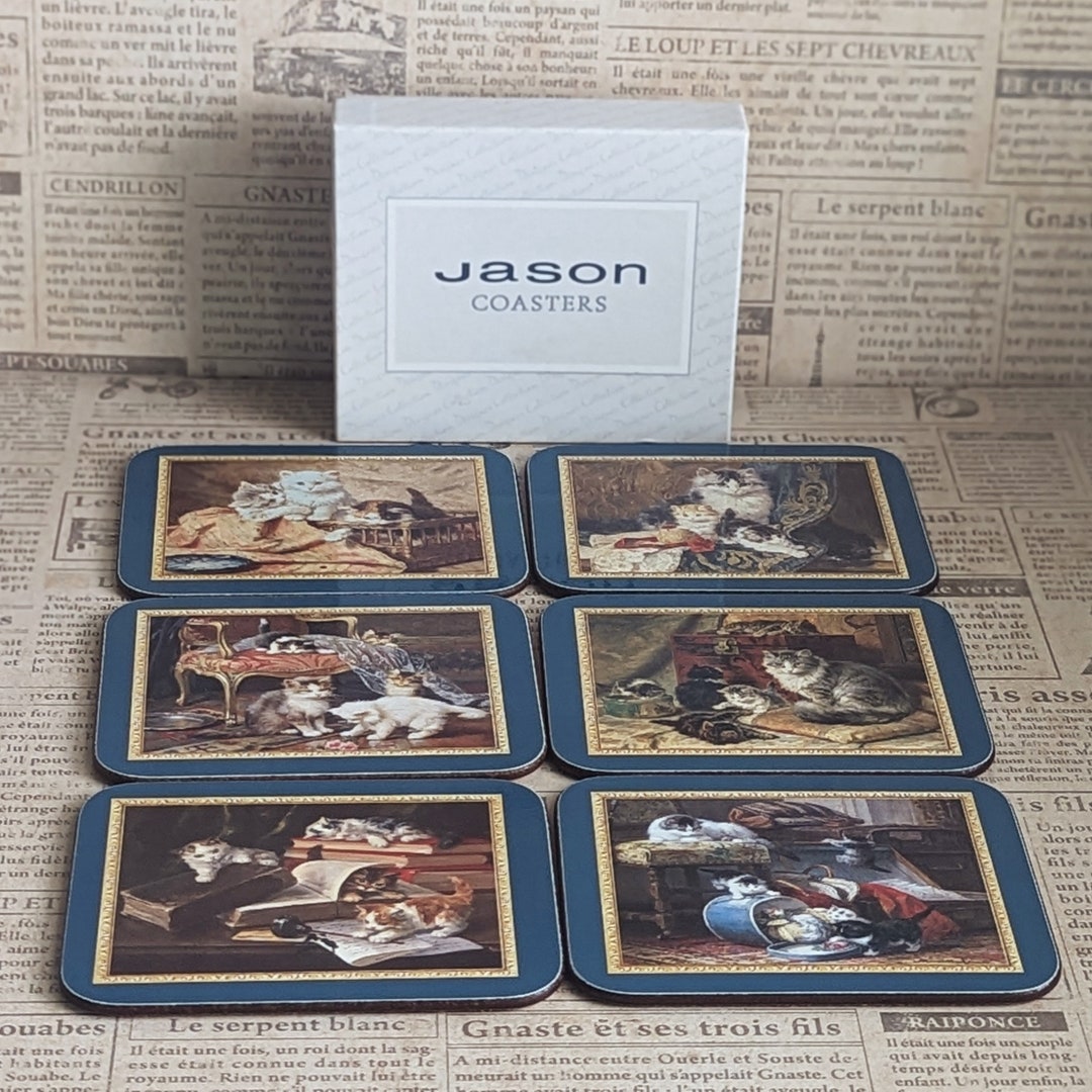 Beautiful Vintage Set of 6 Jason Cork Back Acrylic Coasters New Zealand ...