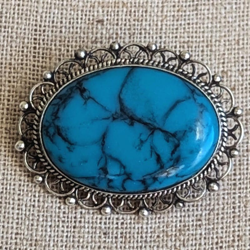 Turquoise Brooch - Etsy