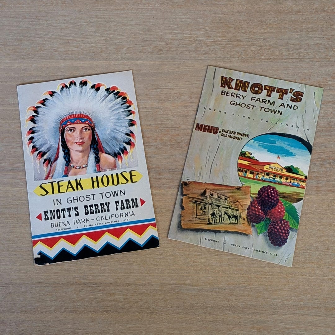 Vintage Knott's Berry Farm Menu Booklets - Steak House & Chicken Dinner ...
