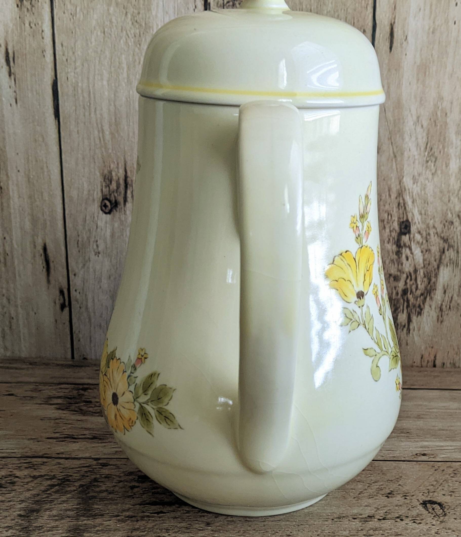NIKKO Ivory Yellow Floral Teapot Coffee Pot Japan - Etsy