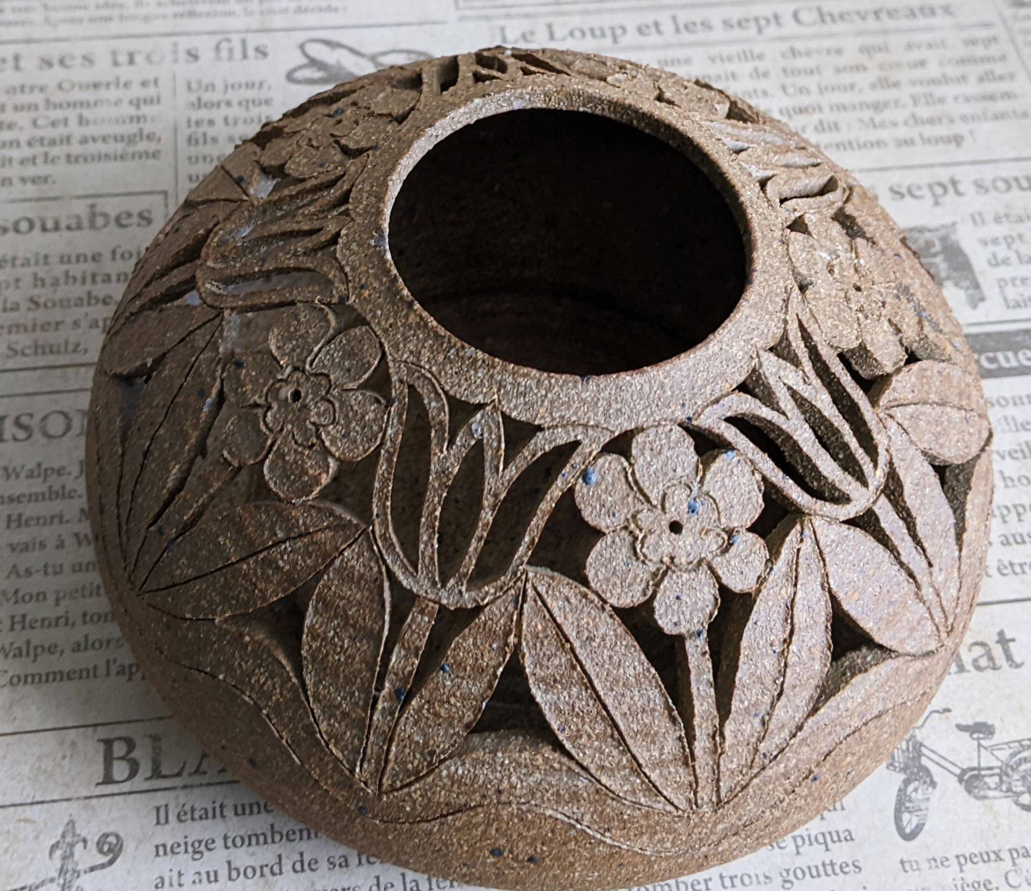 Terra Cotta Open Work Floral Bowl Vase Artisan Crafted Terra - Etsy