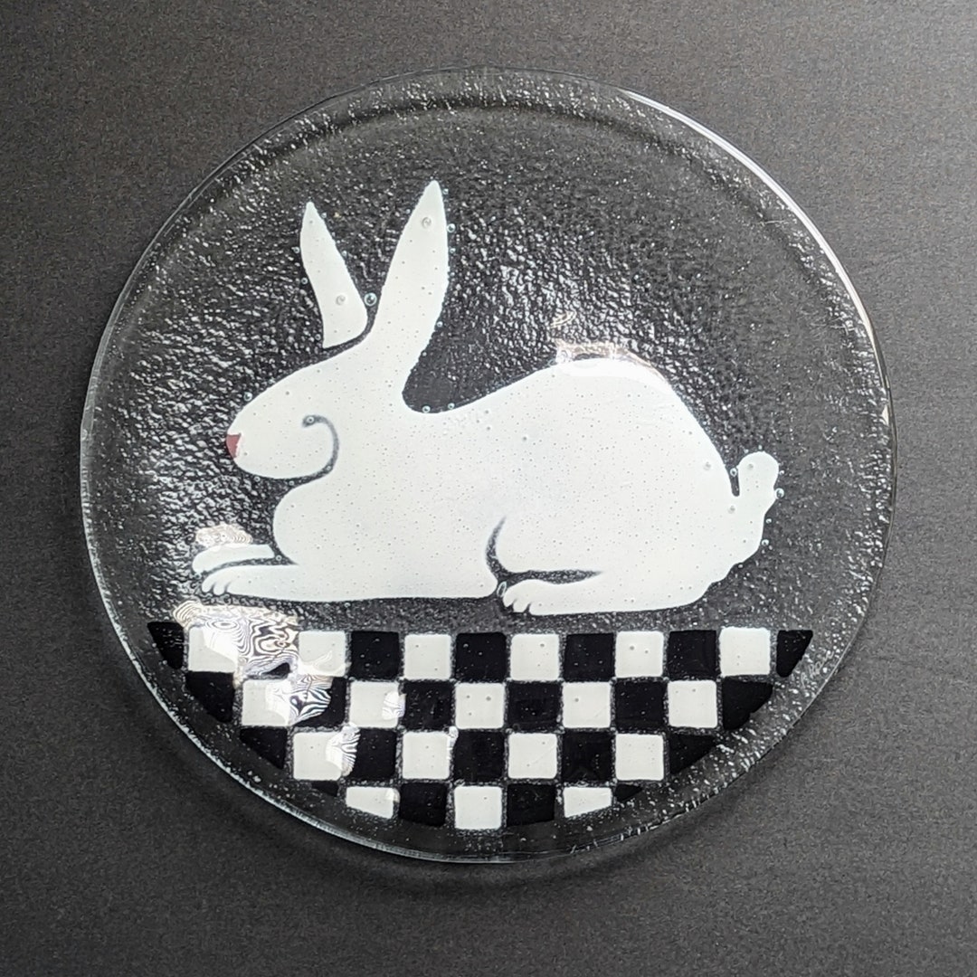 Fused Glass Bunny Plate - Cottage Spring Decor - 11" - Etsy