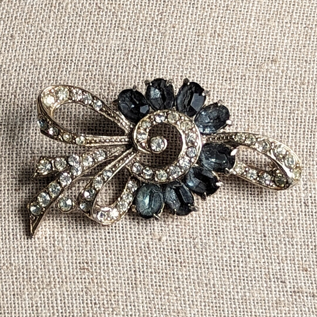 Vintage 1940s Joseph Weisner Austrian Crystal Rhinestone Brooch Pendant ...