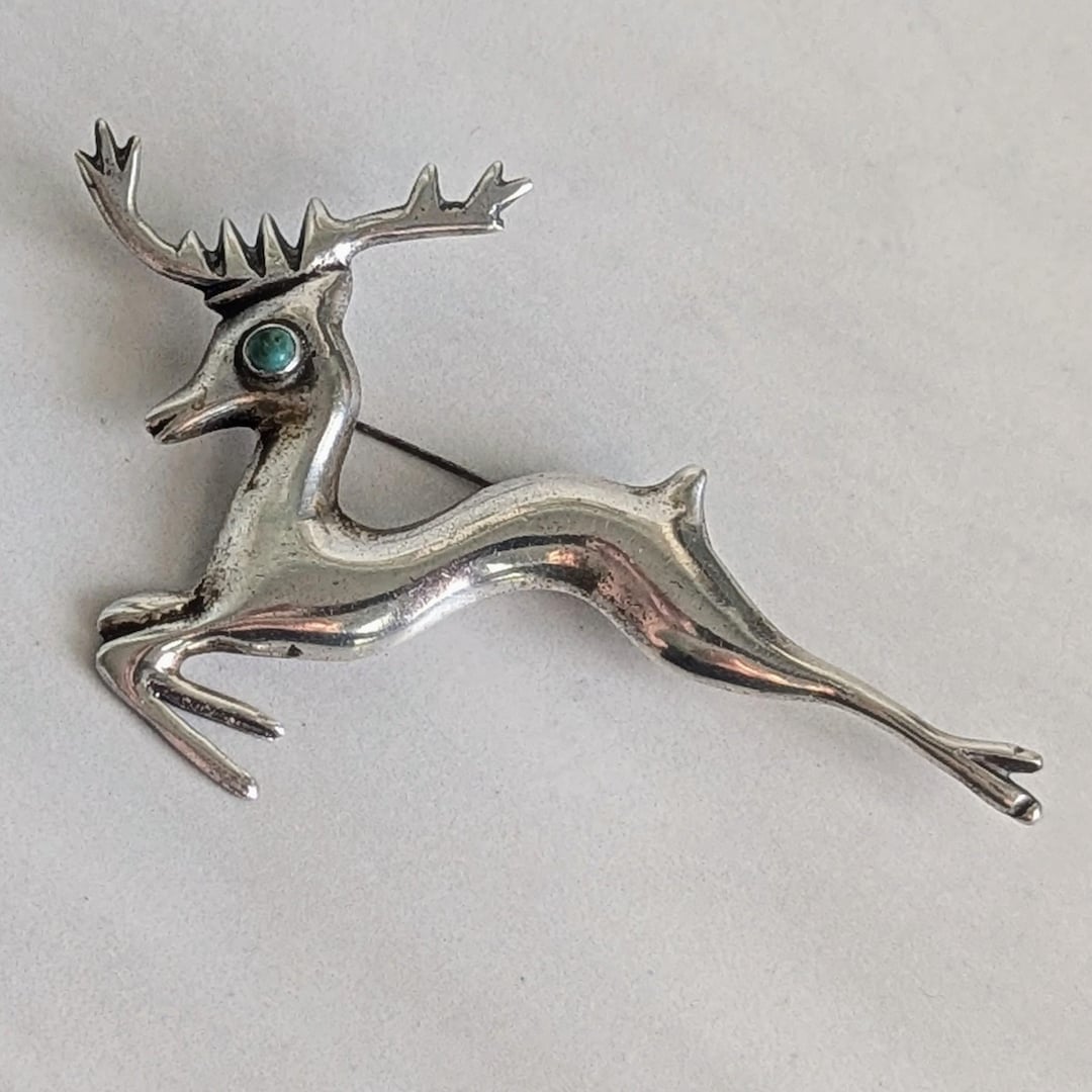 Vintage Mexico Sterling Silver Leaping Reindeer Brooch Pin C-clasp - Etsy