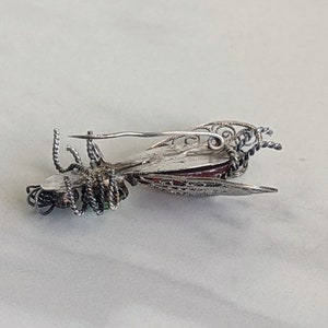 Victorian Cannetille Spun Silver Rhinestone Fly Insect Brooch Pin C ...
