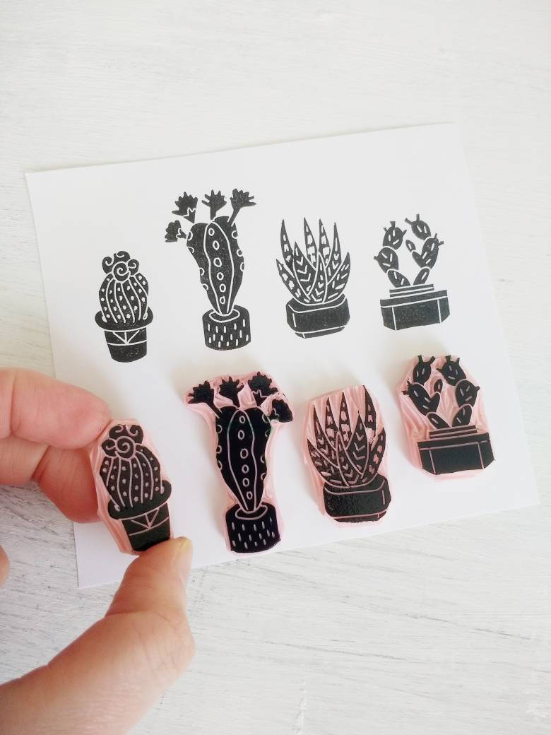 Cactus Rubber Stamp Set Plant Lover Gift Cactus Gift Cactus - Etsy UK
