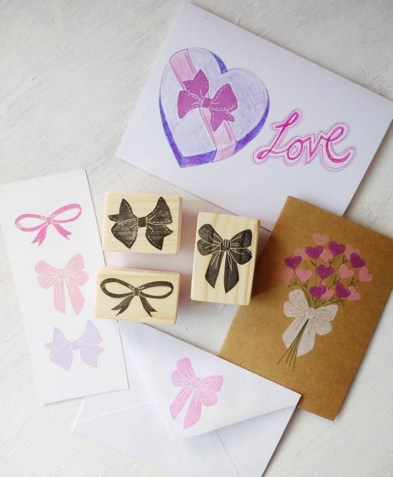 Bow Stamp Ribbon Stamp Bow Stamp Set Ribbon Bow Stamp | Etsy