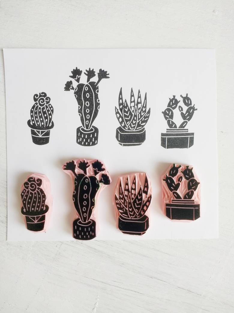 Cactus Rubber Stamp Set Plant Lover Gift Cactus Gift Cactus - Etsy UK