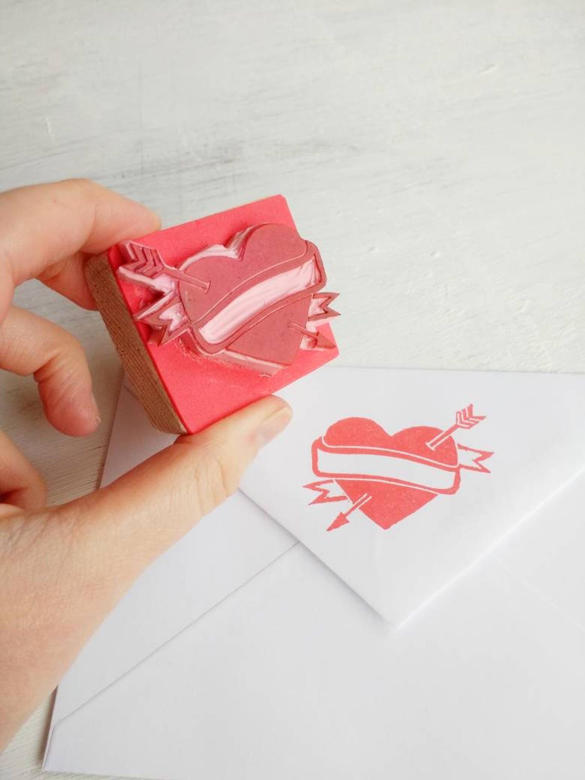Heart Rubber Stamp Personalised Heart Stamp Love Heart - Etsy