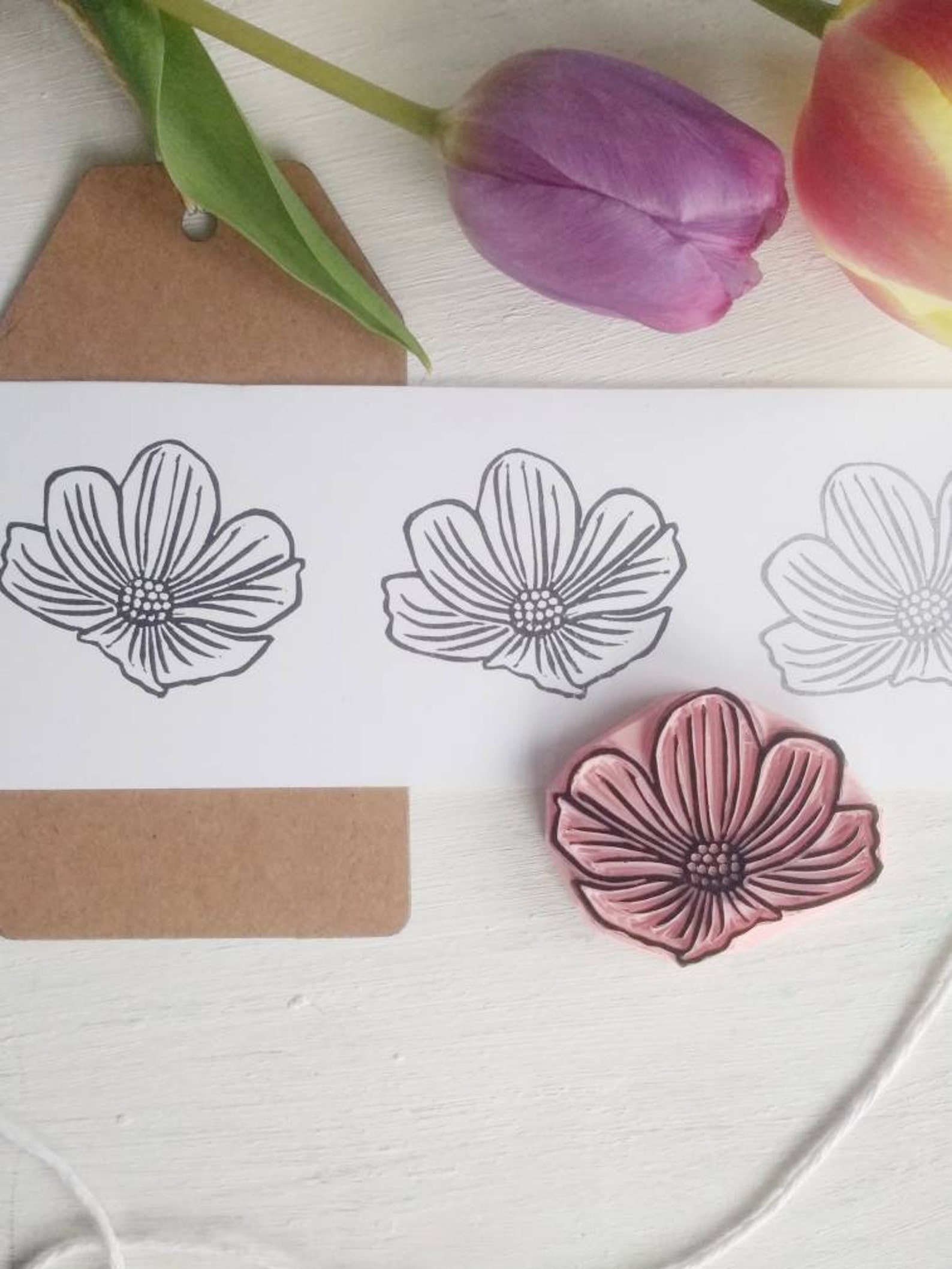 Floral Rubber Stamp Flower Stamp Cosmos Flower Wild Flowers - Etsy