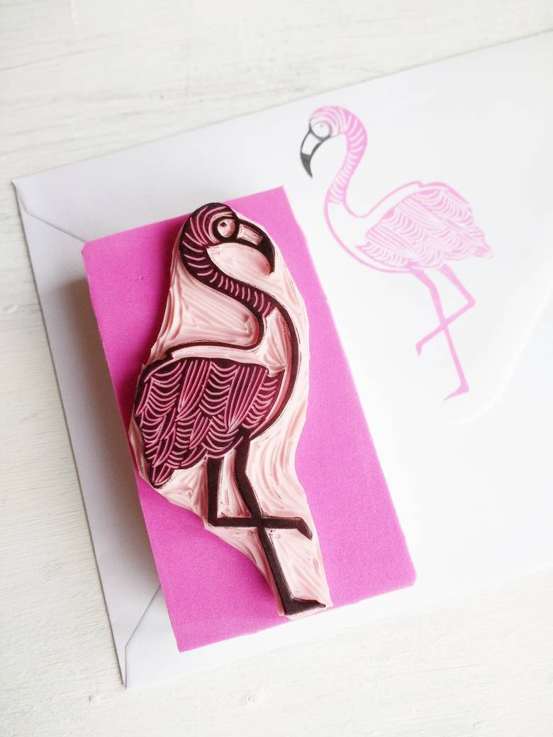 Flamingo Rubber Stamp Tropical Bird Stamp Tropical Decor - Etsy