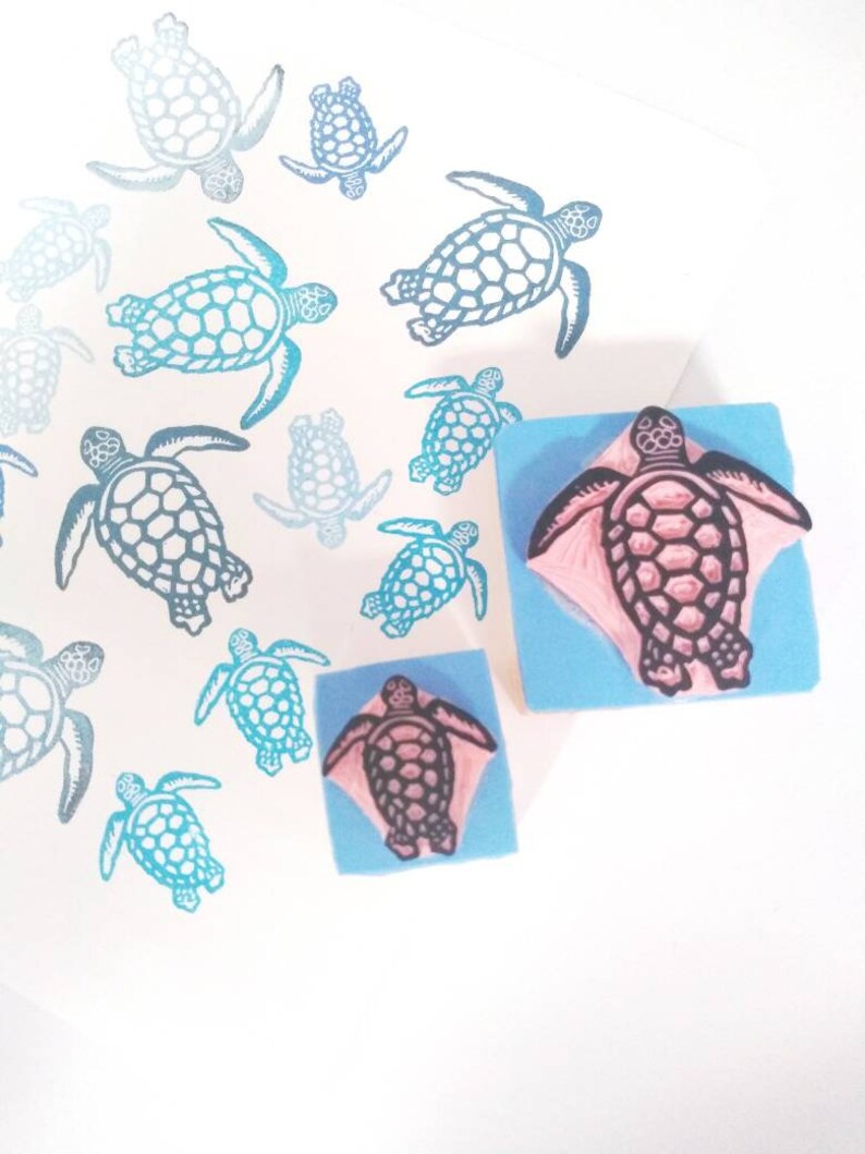Turtle Rubber Stamp Tropical Sea Turtle Stamp Sealife Stamp | Etsy