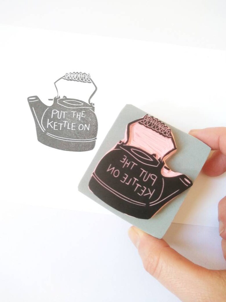 Kettle Stamp Put the Kettle on Stamp Tea Time Stamp DIY - Etsy