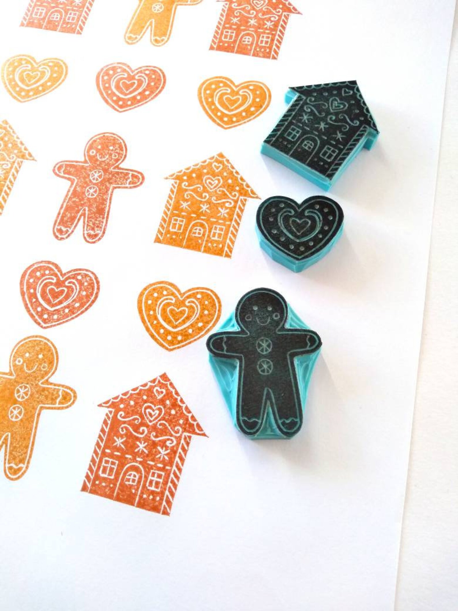 Gingerbread Rubber Stamp Set - Etsy