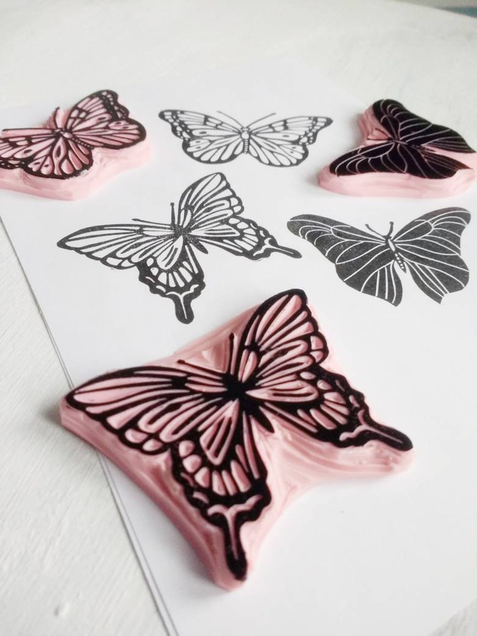 Butterfly rubber stamp Set of 3 Butterflies Nature lover | Etsy
