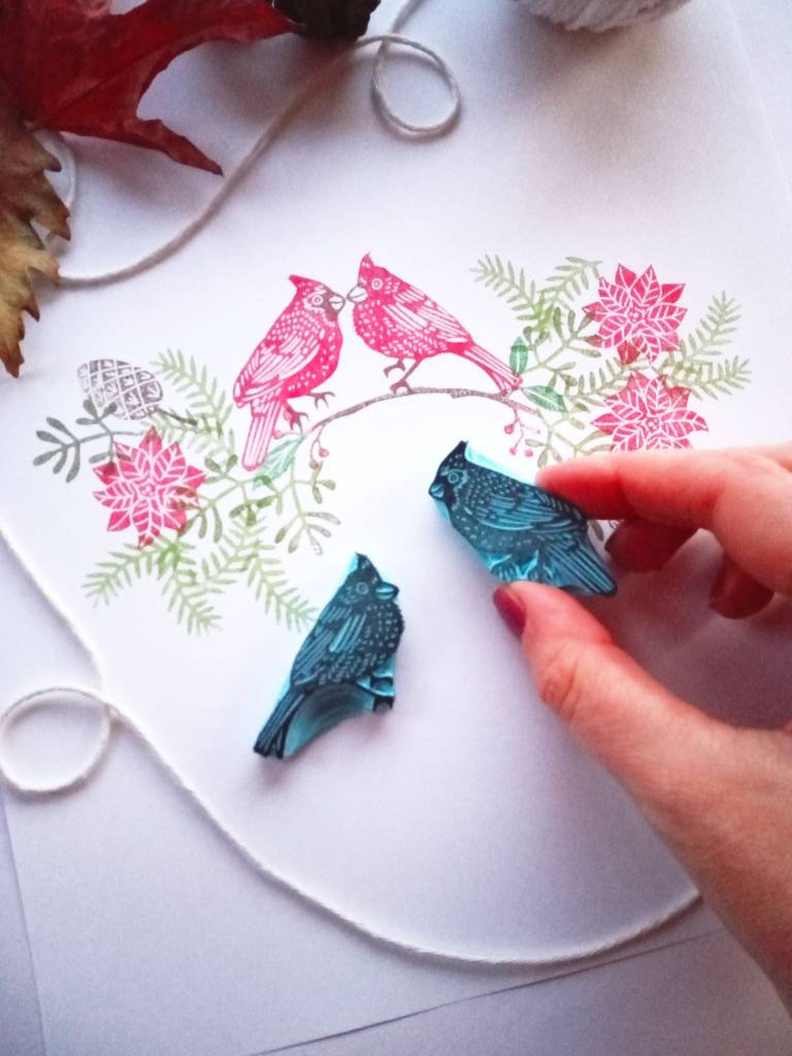 Cardinal Bird Rubber Stamp Christmas Stamps. | Etsy