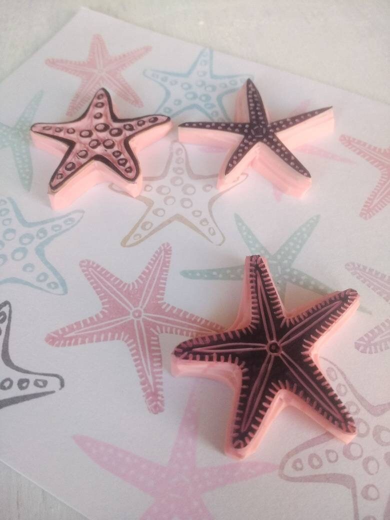 Starfish rubber stamp sea star stamp beach weddingbeach | Etsy