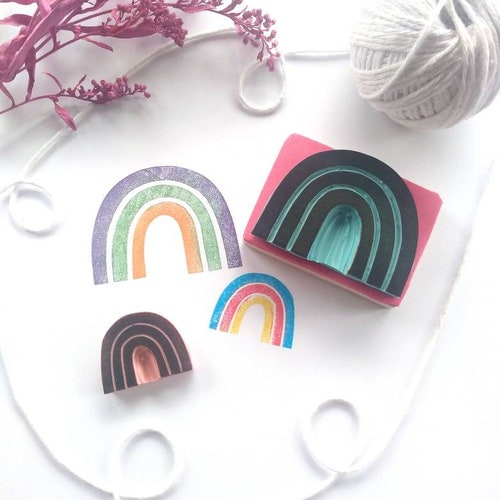 Rainbow Rubber Stamp. - Etsy