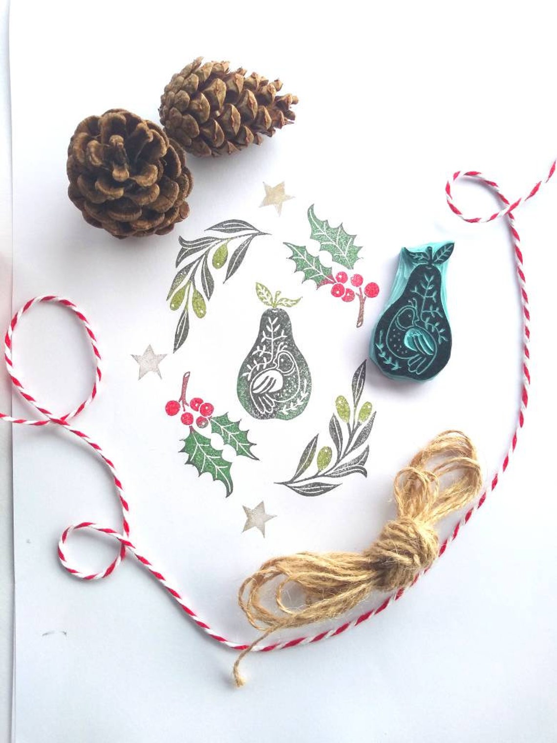 Christmas Partridge in a Pear Tree Rubber Stamp. - Etsy