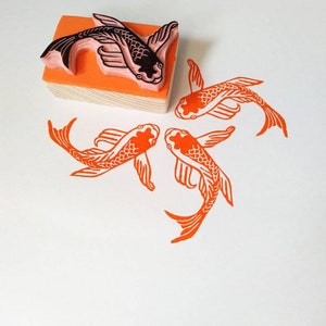 Koi Fish Rubber Stamp, Fish Stamp Japanese Fish Rubber Stamp, Lucky Koi ...