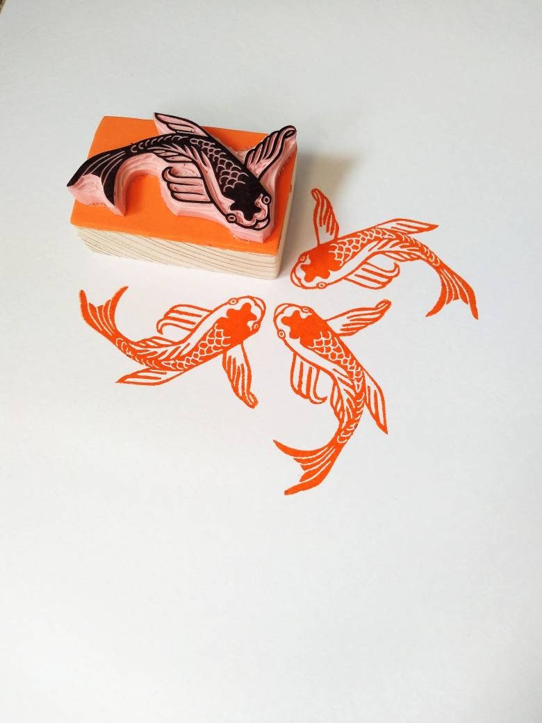 Koi Fish Rubber Stamp Fish Stamp Japanese Fish Rubber Stamp | Etsy UK
