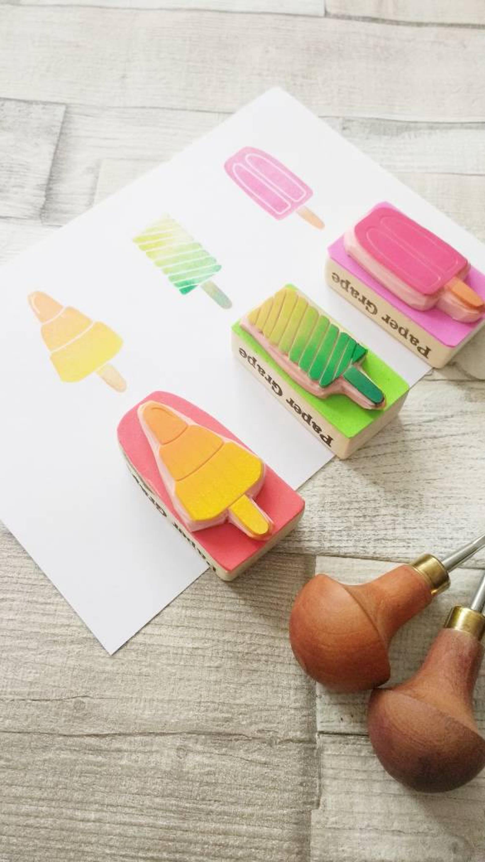 Ice Cream Stamp Summer Holiday Stamp Hand Carved Rubber - Etsy UK