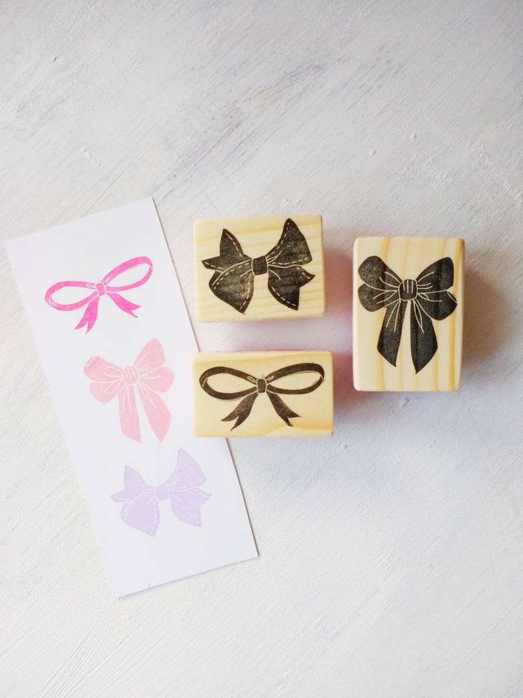 Bow Stamp Ribbon Stamp Bow Stamp Set Ribbon Bow Stamp Rubber Stamp Set ...