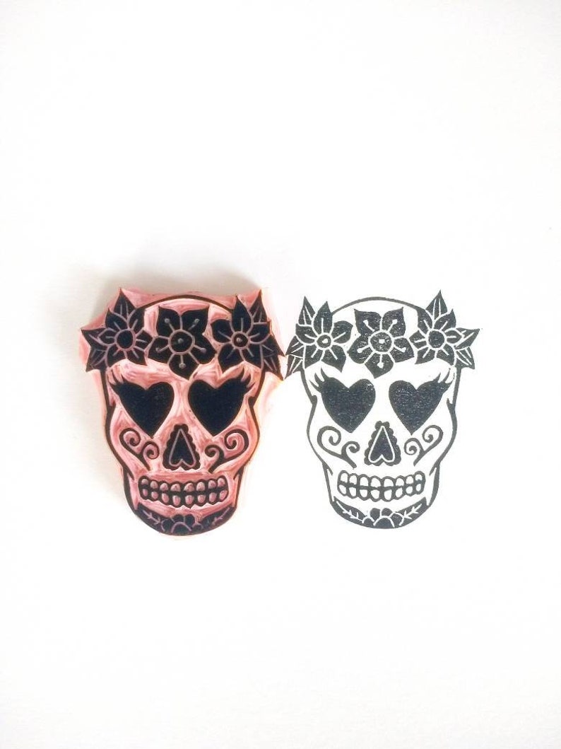 Sugar Skull Rubber Stamp Day of the Dead Halloween Party | Etsy