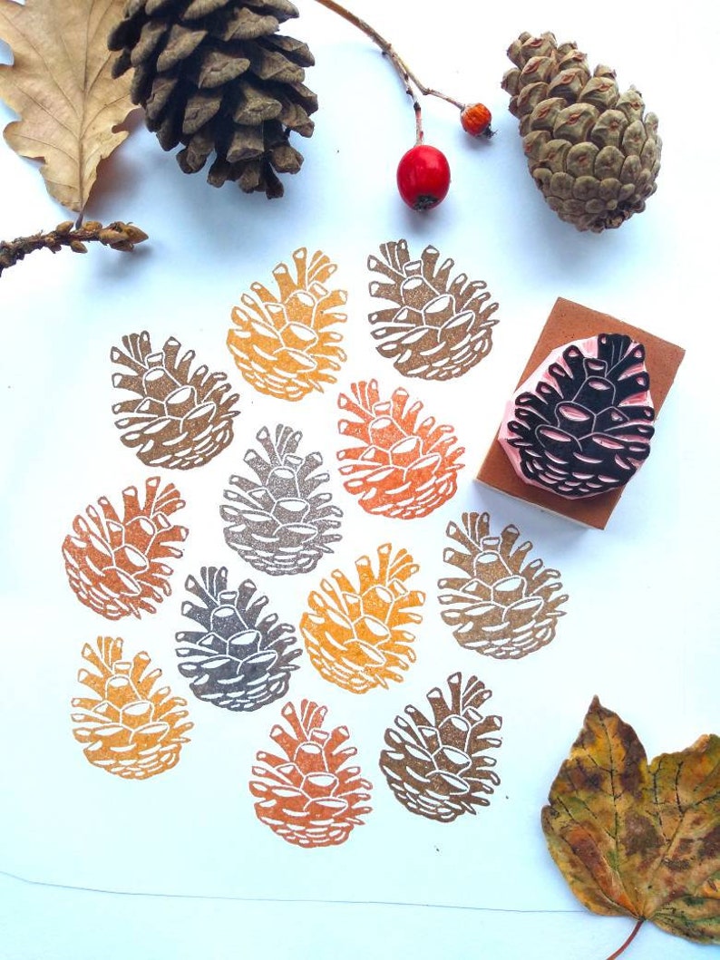 Pine Cone Rubber Stamp Fall Decor Autumn Stamps Christmas - Etsy