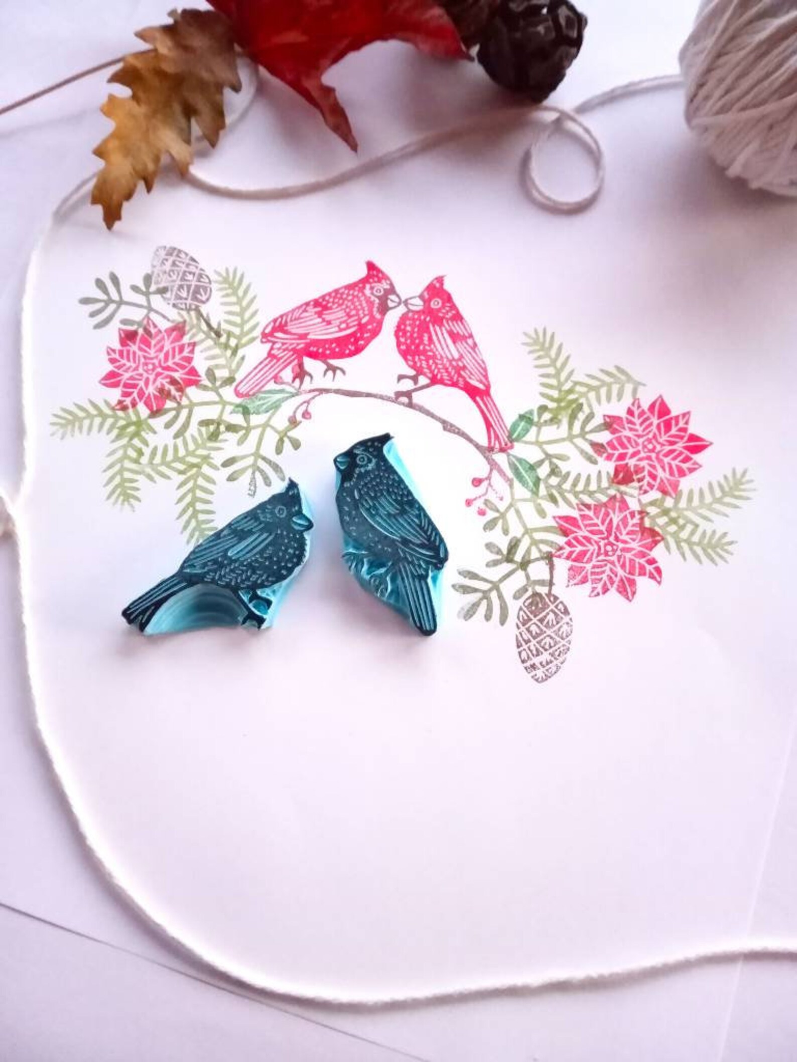 Cardinal Bird Rubber Stamp Christmas Stamps. | Etsy