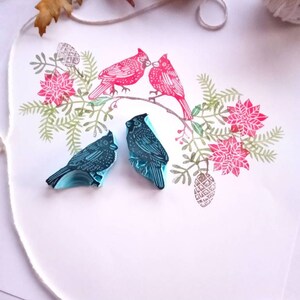 Cardinal Bird Rubber Stamp, Christmas Stamps. - Etsy