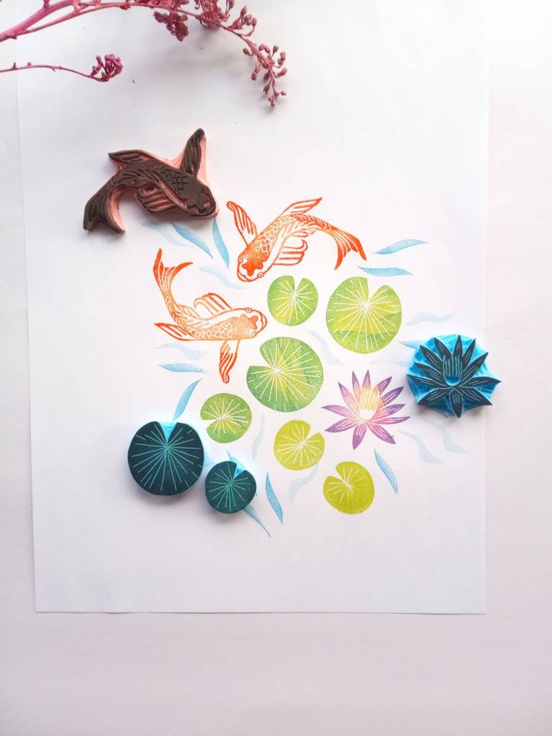 Koi Fish Rubber Stamp Fish Stamp Japanese Fish Rubber Stamp - Etsy UK