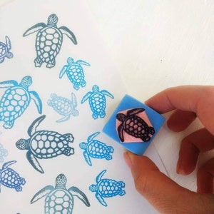 Turtle Rubber Stamp, Tropical Sea Turtle Stamp, Sealife Stamp, Beach ...