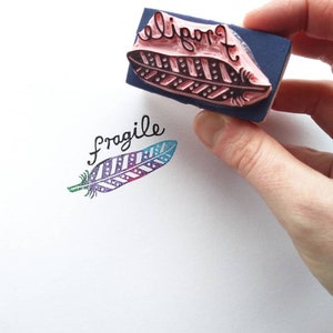 Handle With Care Stamp Fragile Stamp Packaging Stamp Feather Stamp ...