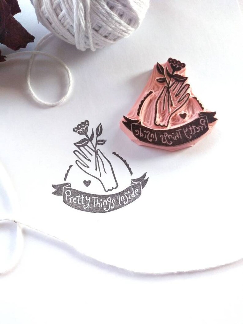 Pretty Things Inside Packaging Rubber Stamp. | Etsy UK