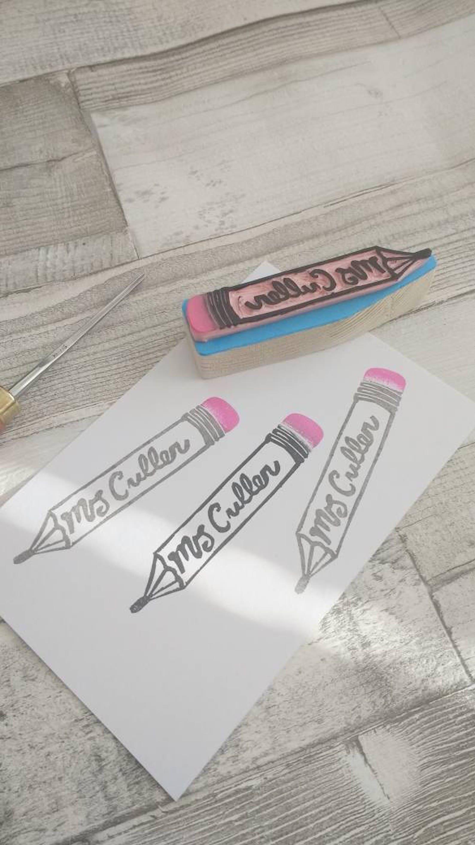 Pencil Rubber Stamp Teacher Stamp School Stamp. Teacher - Etsy