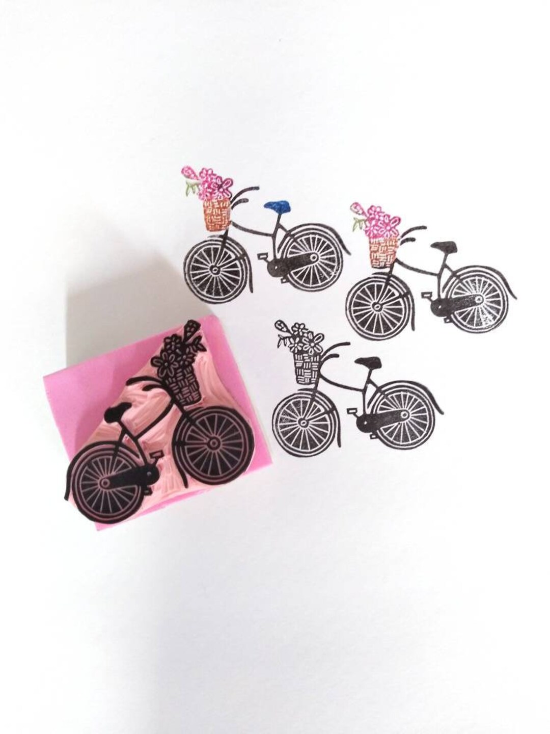 Bicycle Rubber Stamp Cycling Stamp Bicycle With Basket Stamp - Etsy