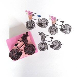 Bicycle Rubber Stamp Cycling Stamp Bicycle With Basket Stamp - Etsy