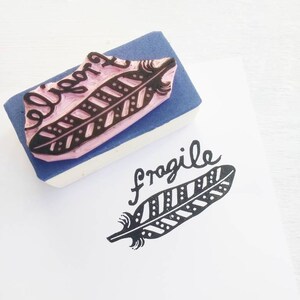 Handle With Care Stamp Fragile Stamp Packaging Stamp Feather Stamp ...