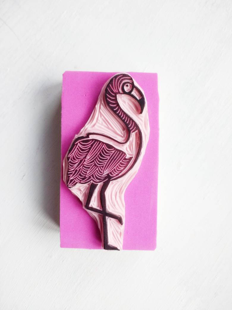 Flamingo Rubber Stamp Tropical Bird Stamp Tropical Decor - Etsy