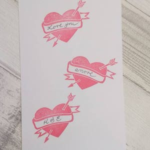 Heart Rubber Stamp, Personalised Heart Stamp, Love Heart Stamp, Message ...