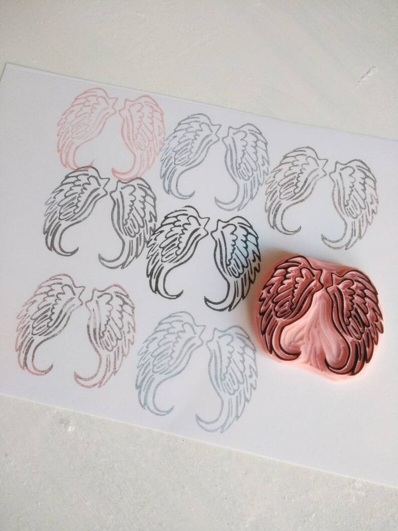 Angel wings rubber stamp feather stamp angel stamp angelic | Etsy