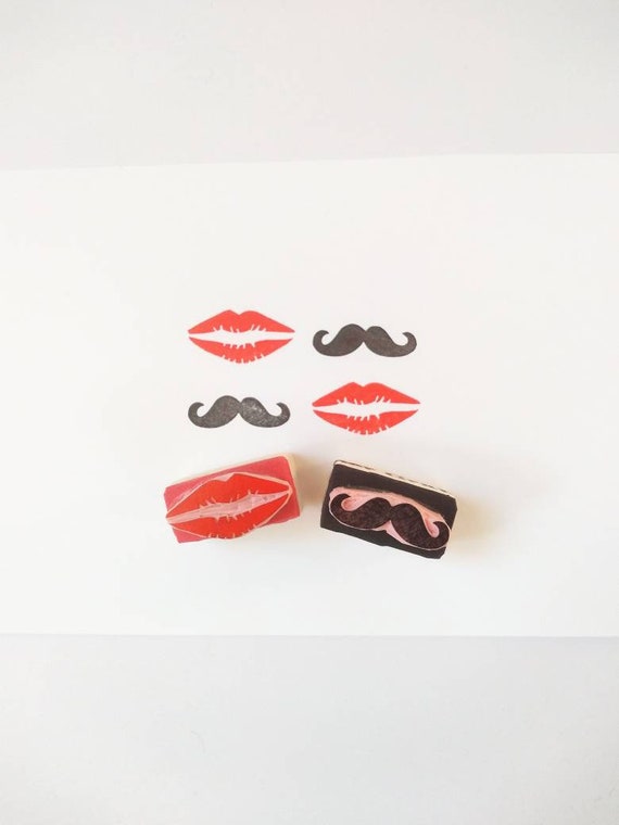 Mustache Stamp Lips Stamp Hipster Stamp Lipstick Stamp | Etsy