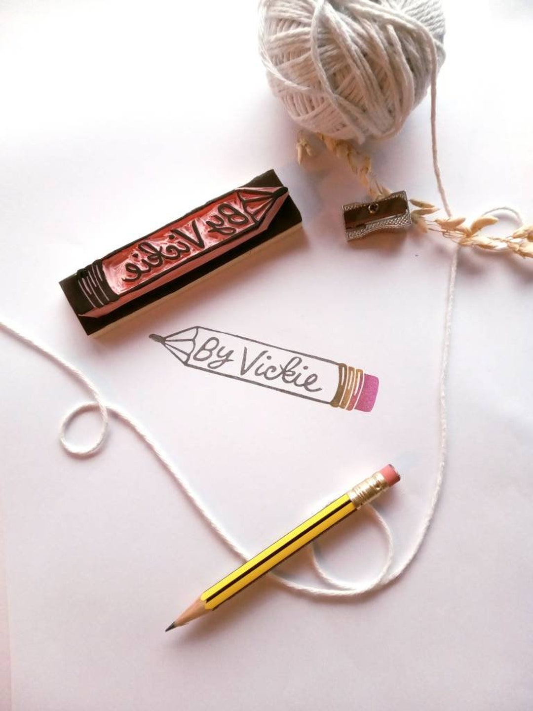 Pencil Rubber Stamp Teacher Stamp School Stamp. Teacher - Etsy