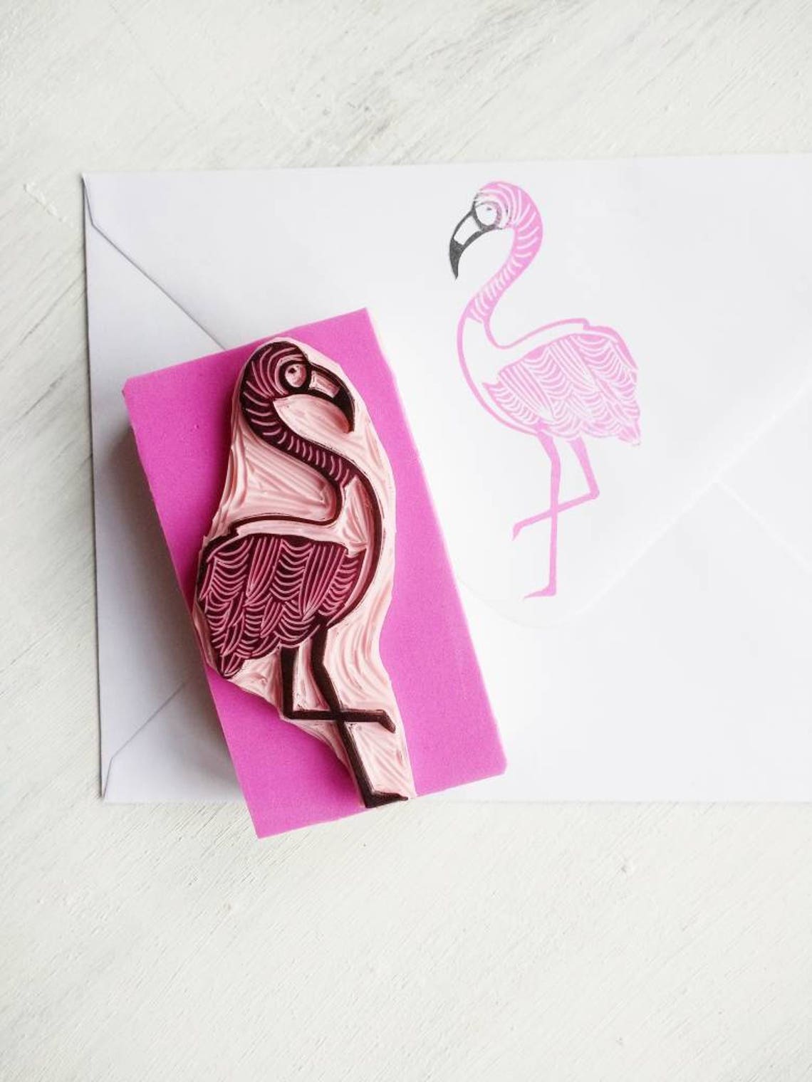 Flamingo Rubber Stamp Tropical Bird Stamp Tropical Decor - Etsy