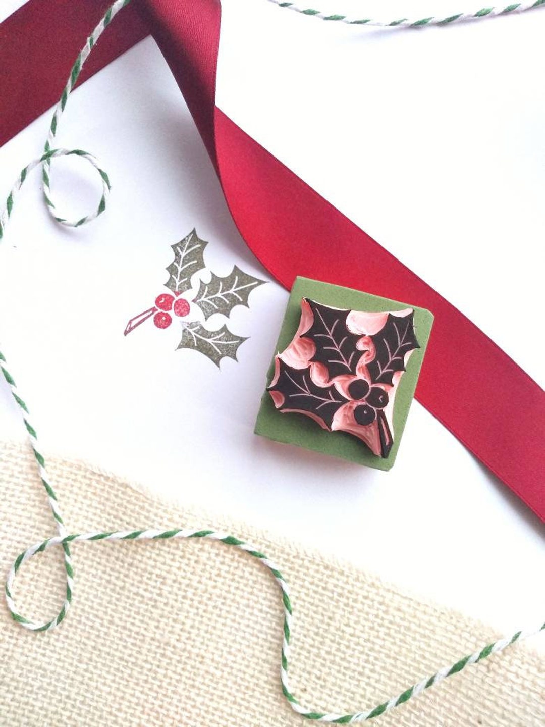 Holly Leaf Rubber Stamp, Christmas Stamp, Christmas Decor, Winter ...