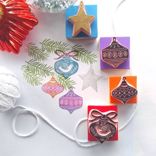 Mini Christmas Bauble Rubber Stamps for Card Making. - Etsy UK