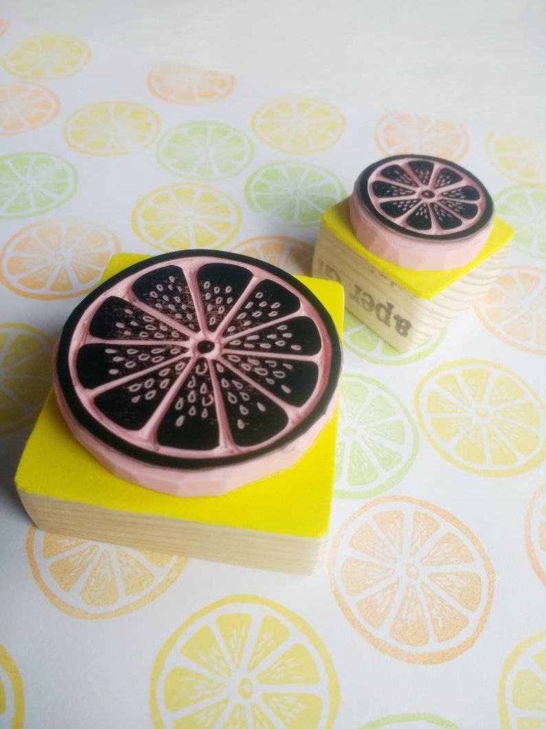 Lemon Rubber Stamp Citrus Slice Stamp Lime Stamp Orange | Etsy