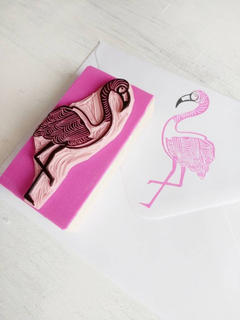 Flamingo Rubber Stamp Tropical Bird Stamp Tropical Decor - Etsy